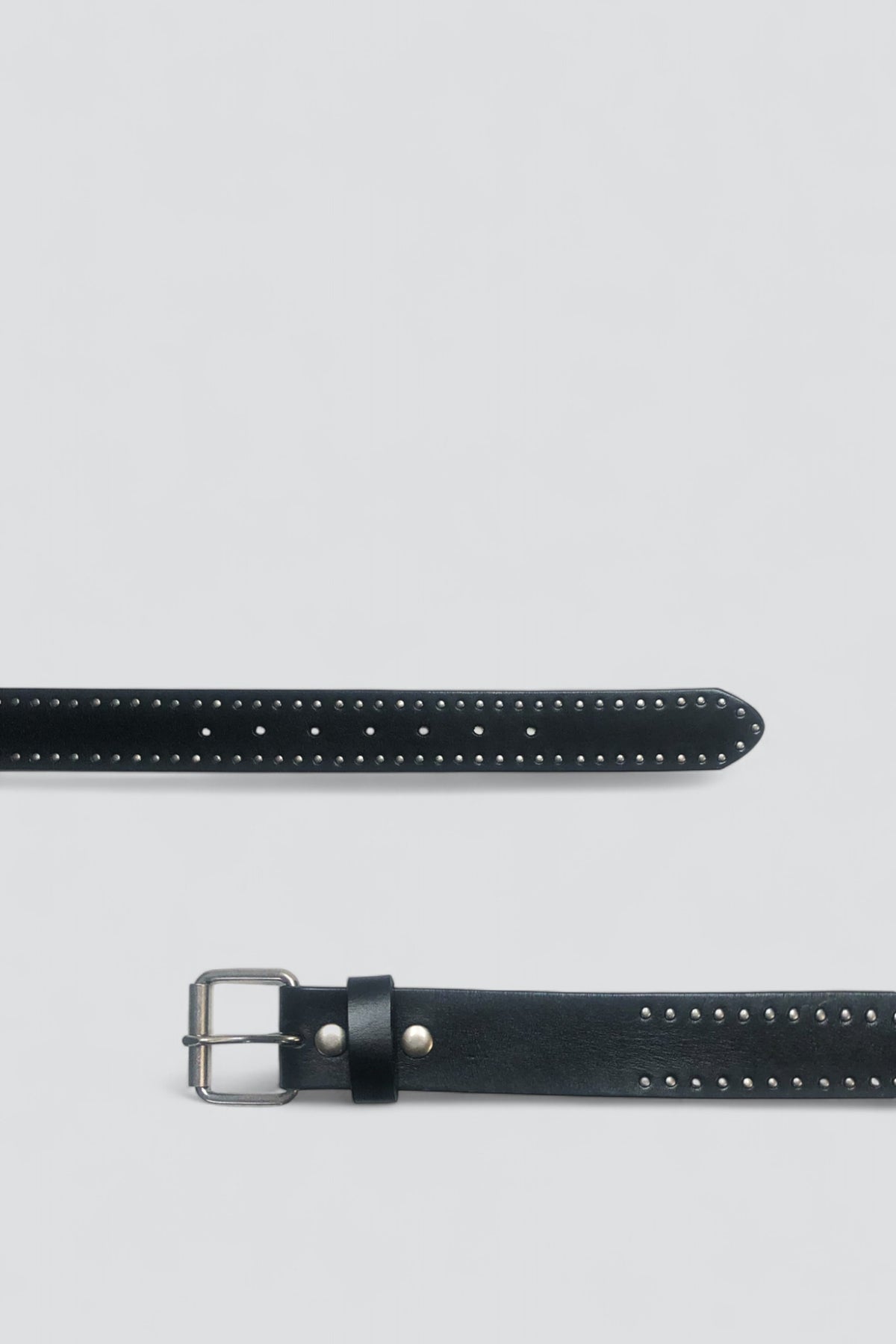 Black Leather Wide Double Stud Belt - Assembly New York
