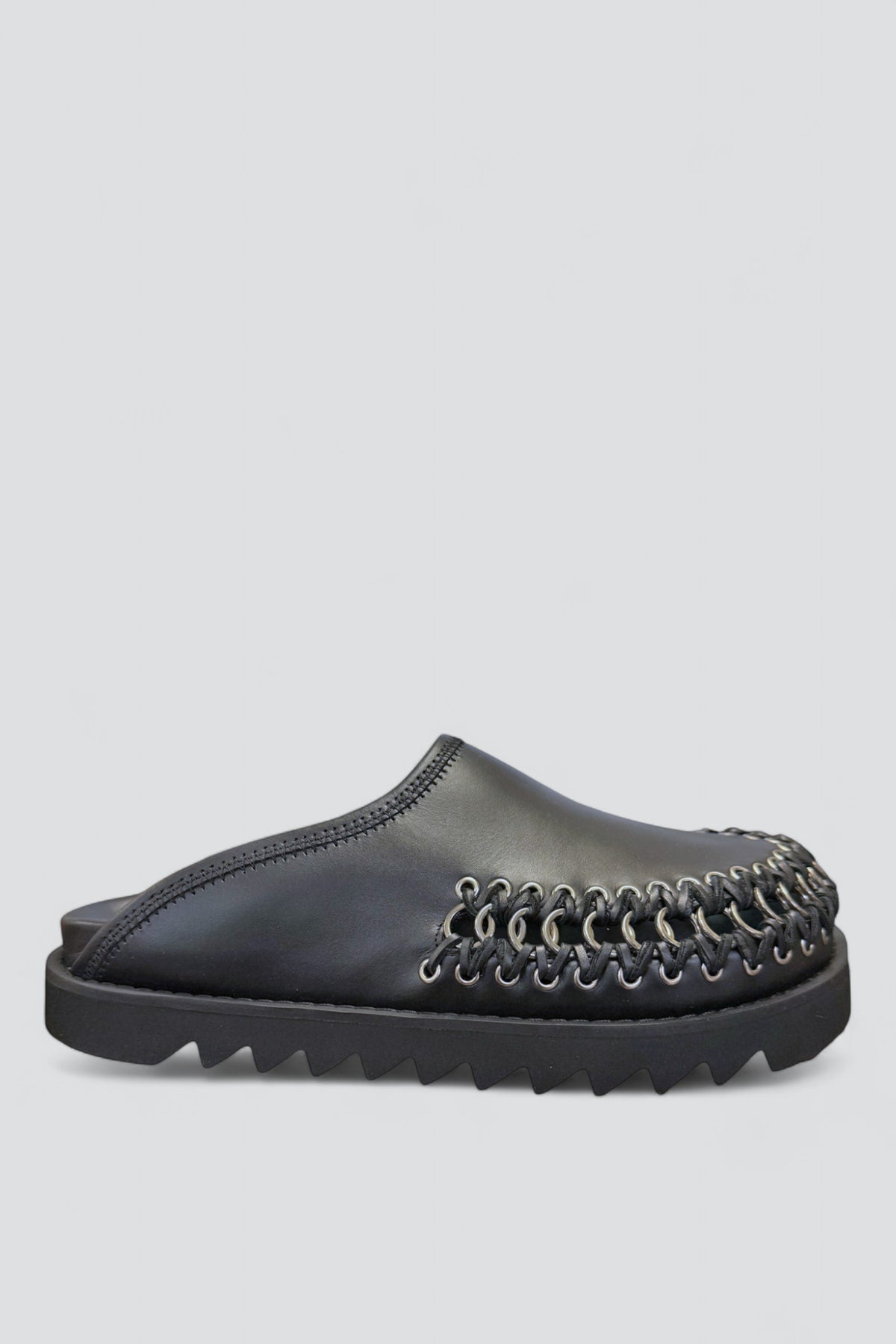 Black Leather Braided Clog - Toga Virilis – Assembly New York