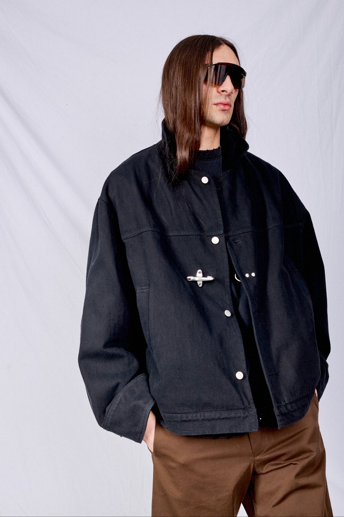 Black Denim Fireman Box Jacket - Assembly New York