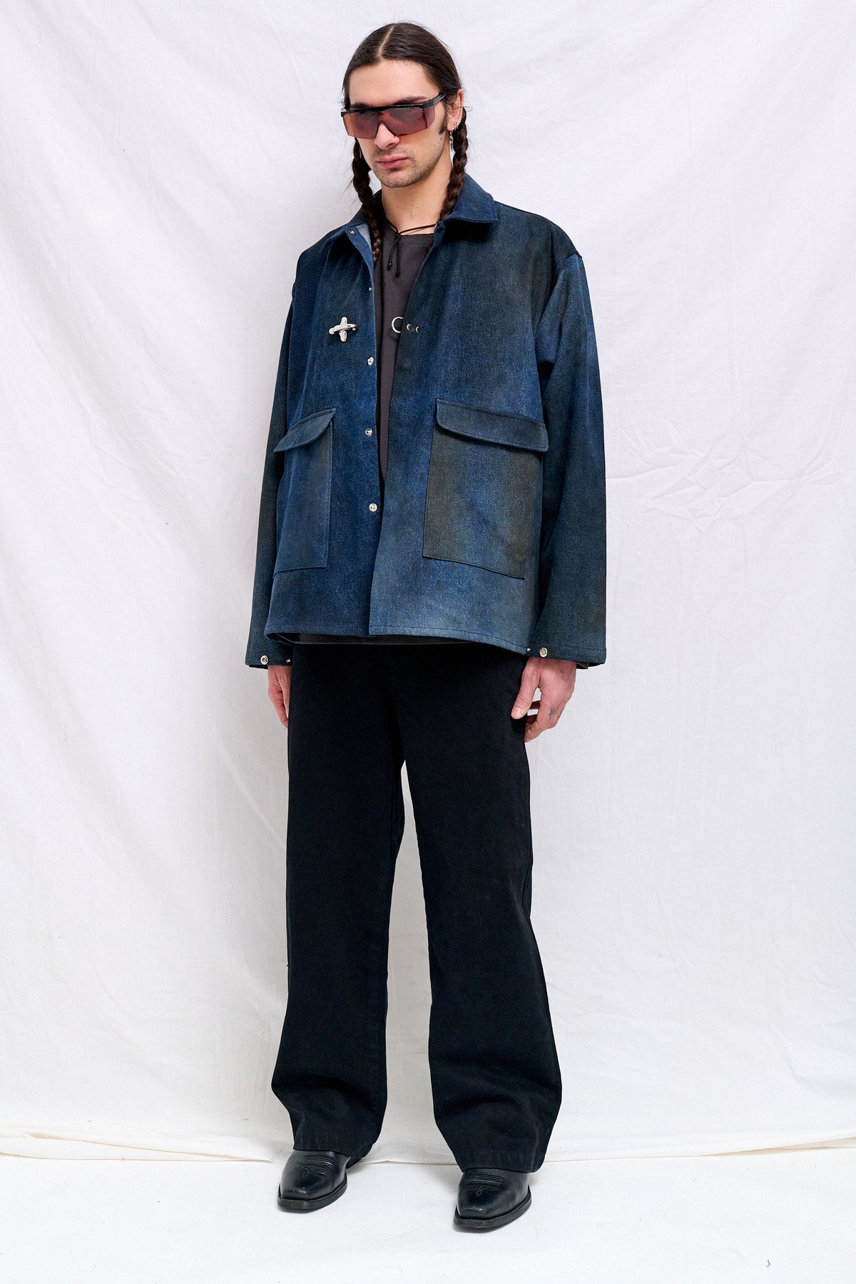 Dirty Indigo Denim Fireman Utility Jacket - Assembly New York